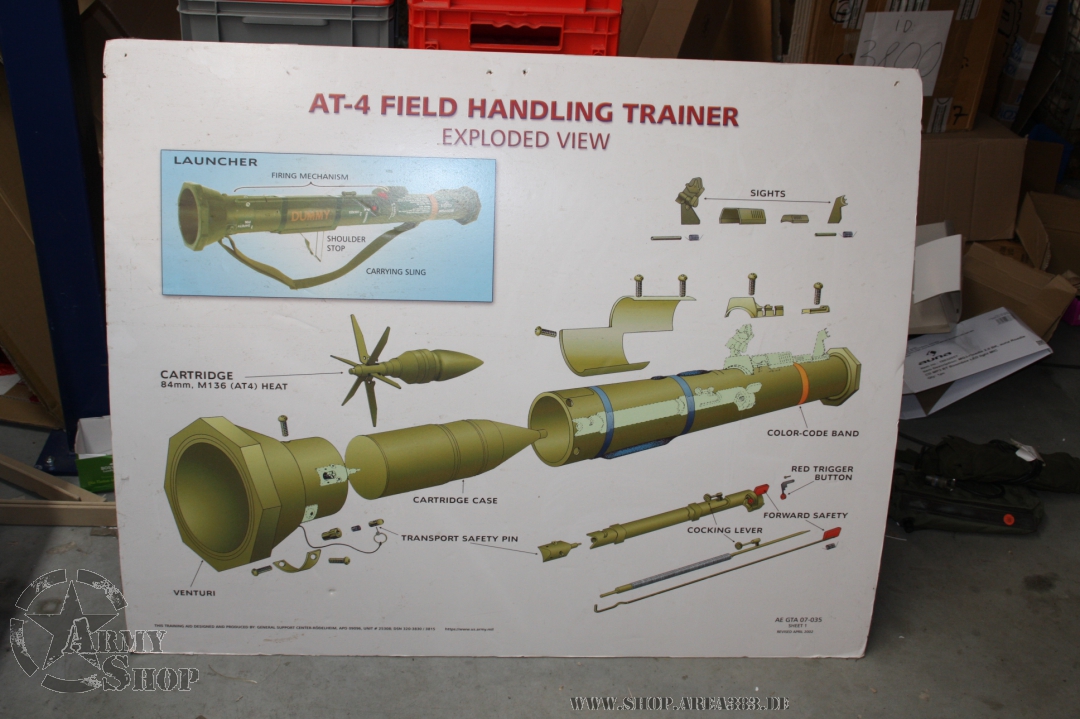 AT4 Field Handling 92 cm x 114 cm Lehrtafel US Army - us-army-military-shop