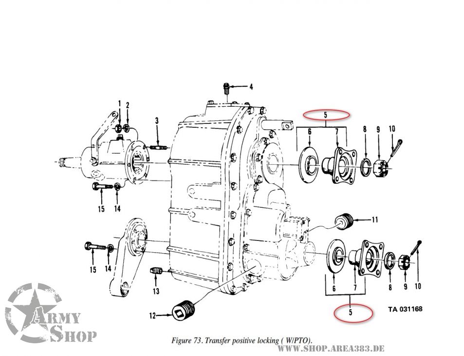 M35 2 1/2 Ton Propeller shaft Flange output Transfer Case - us-army ...
